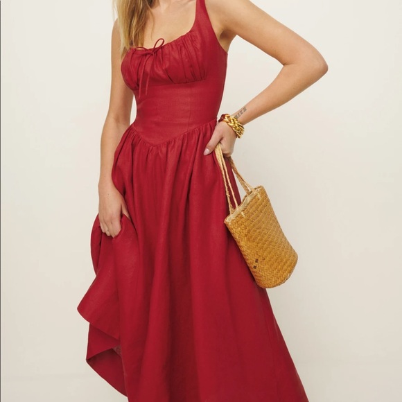 Reformation | Dresses | Reformation Balia Linen Dress Sundried Tomato ...